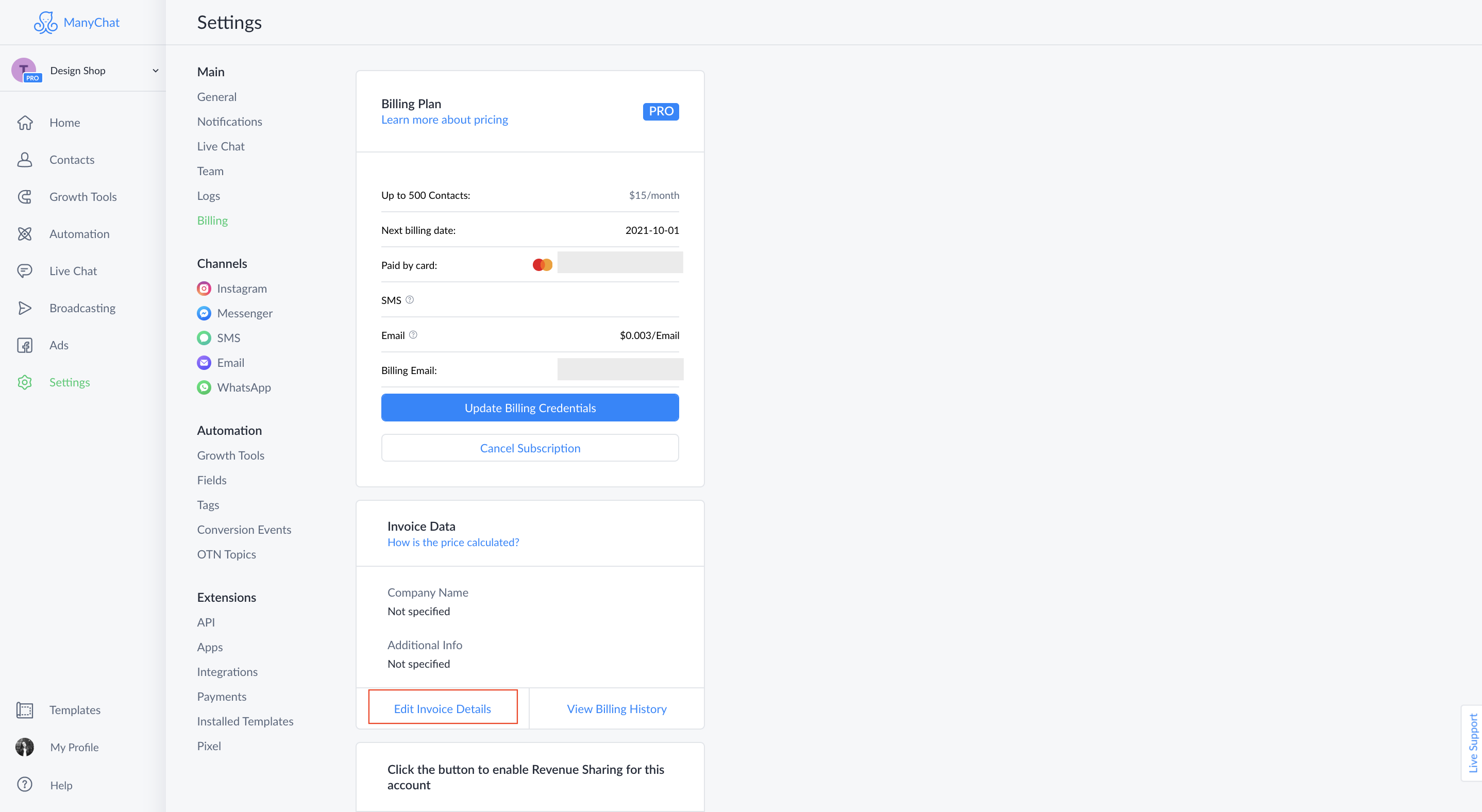 Billing FAQ – Manychat Help
