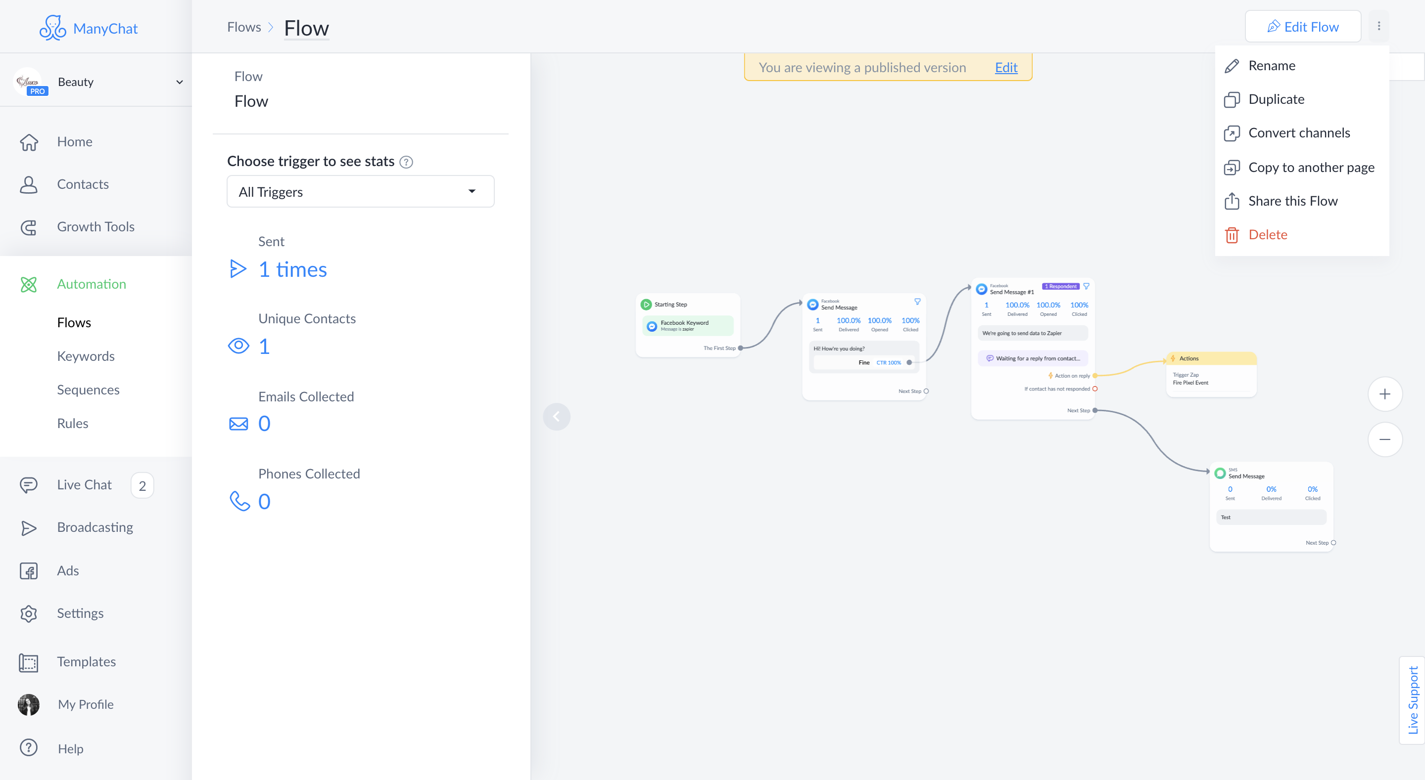Flow Converter - Convert channels – Manychat Help